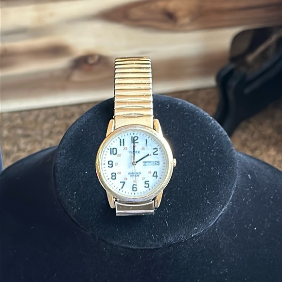 Timex | Accessories | Timex Indiglo Mens Watch With Gold Tone Stretch ...